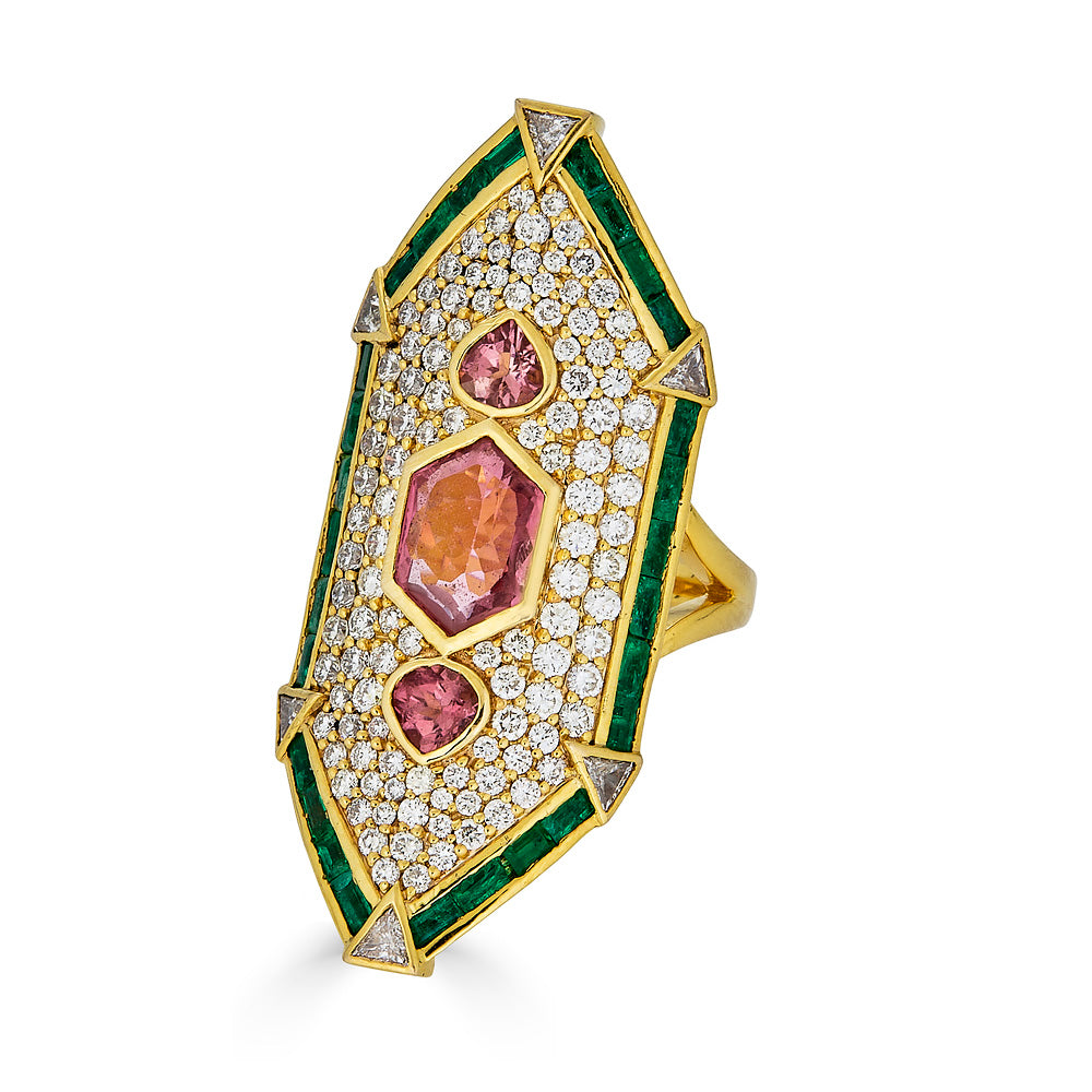 Pave Diamond Shield Ring | Atlas Fine